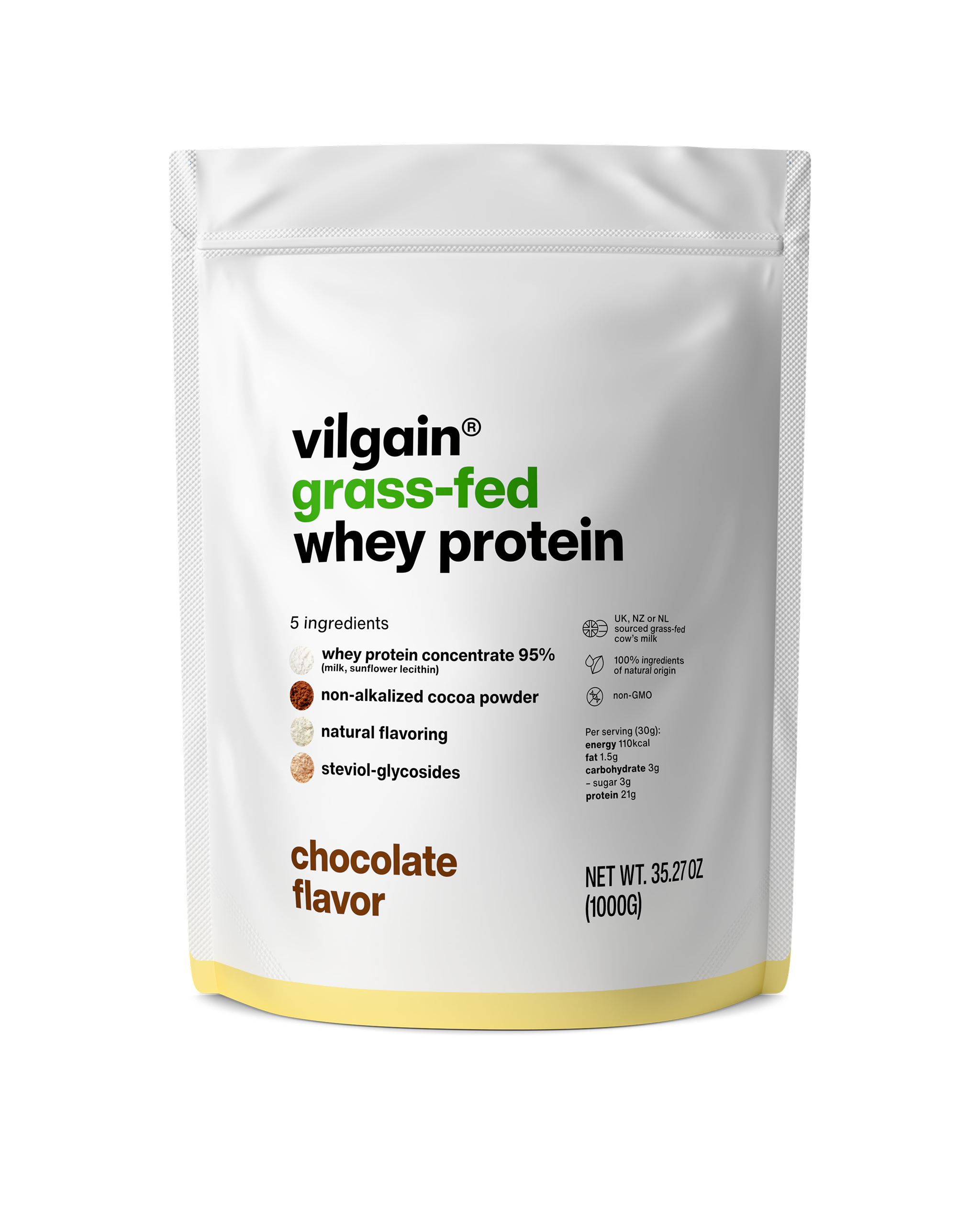 Grass-Fed Whey Protein with Stevia, No Sugar or Sucralose | Vilgain US